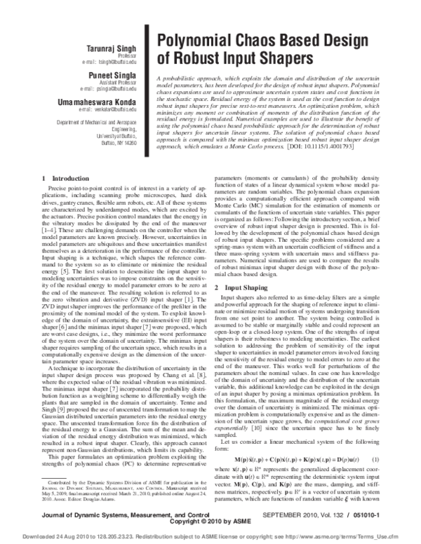 (PDF) Polynomial Chaos Based Design of Robust Input Shapers
