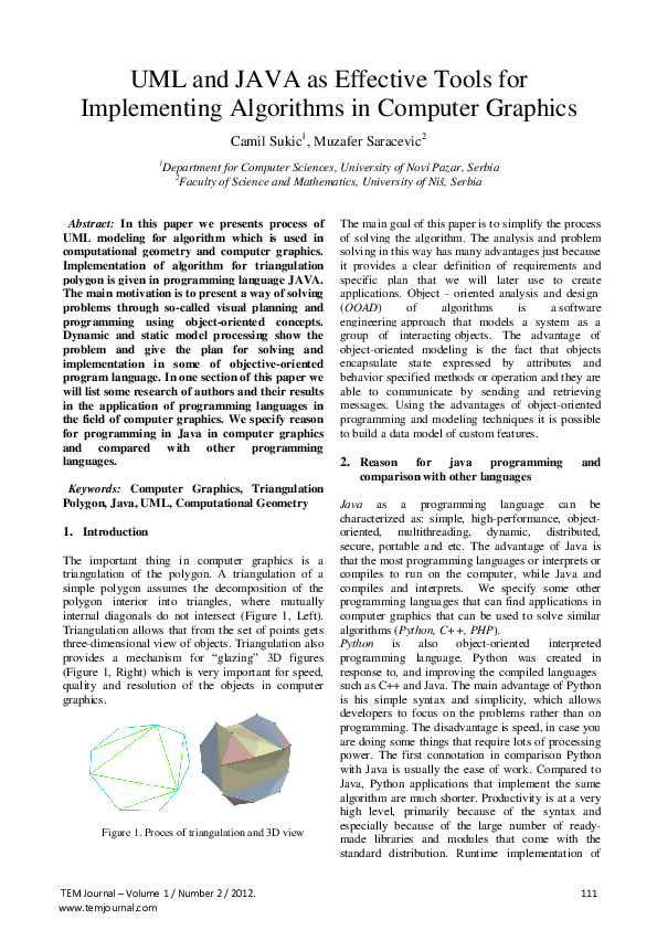 (PDF) UML and JAVA as Effective Tools for Implementing Algorithms in ...