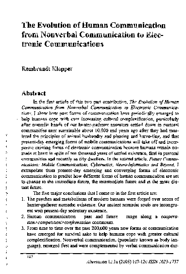 (PDF) The Evolution of Human Communication from Nonverbal Communication ...