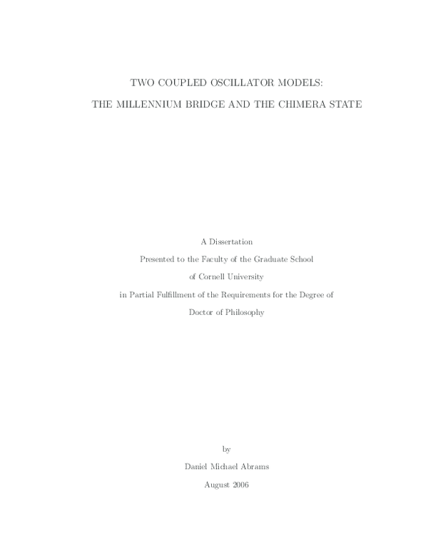 (PDF) Two coupled oscillator models: the Millennium Bridge and the chimera state