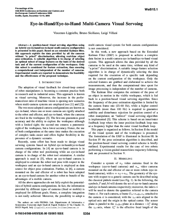(PDF) Eye-in-Hand/Eye-to-Hand Multi-Camera Visual Servoing