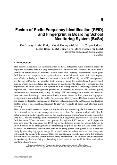 (PDF) Fusion of Radio Frequency Identification (RFID) and Fingerprint ...