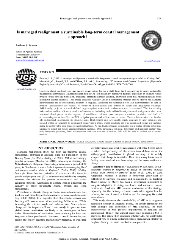 (PDF) Is managed realignment a sustainable long-term coastal management ...