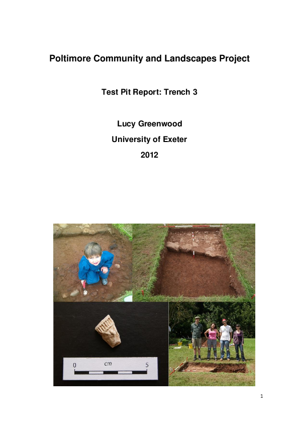 (PDF) Poltimore Lasdscapes Project. Test Pit 3 Report.