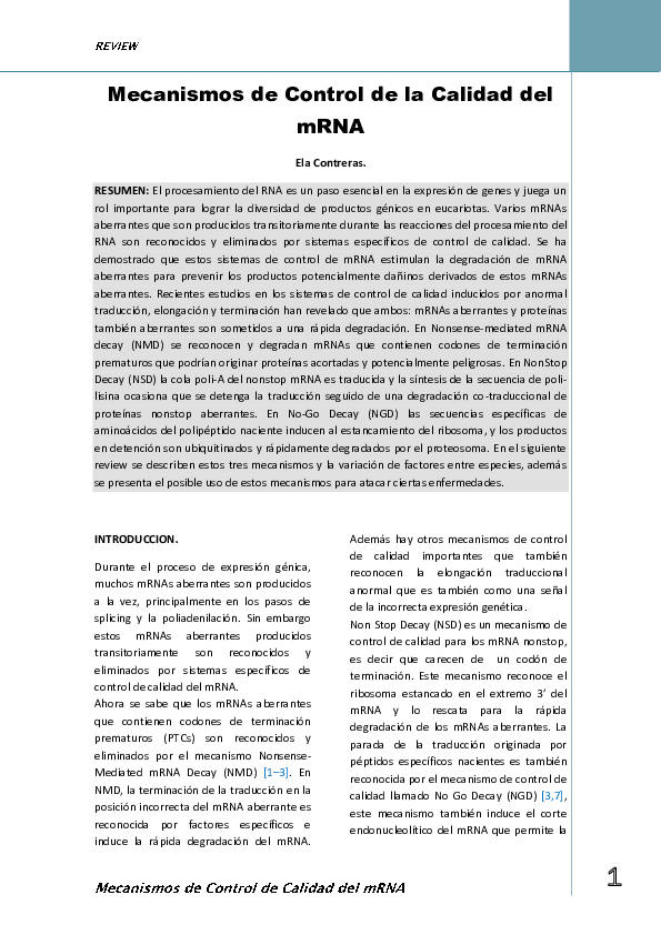 (PDF) Quality control Systems of mRNA