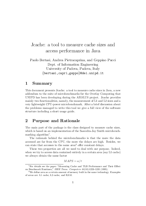 (PDF) Jcache: a tool to measure cache sizes and access performance in Java