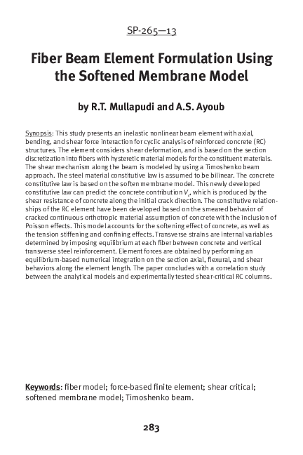 (PDF) Fiber beam element formulation using the Softened Membrane Model