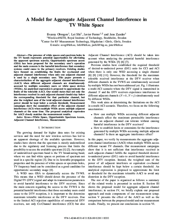 (PDF) A model for aggregate adjacent channel interference in TV white space