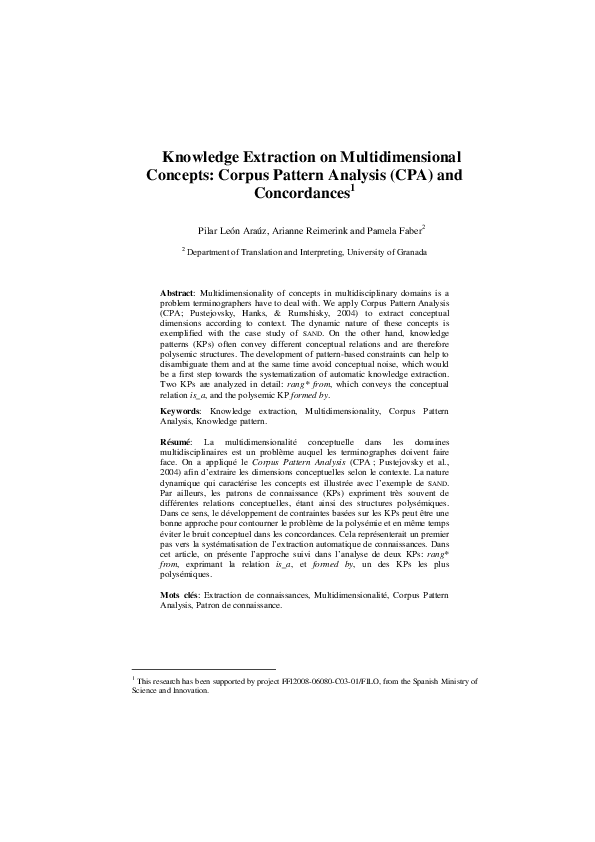 (PDF) Knowledge Extraction on Multidimensional Concepts: Corpus Pattern Analysis