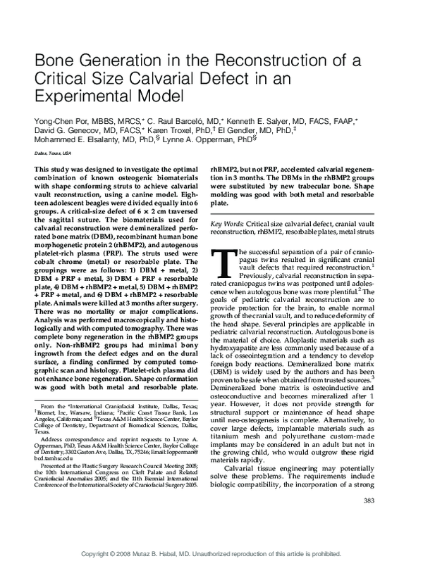 (PDF) Bone generation in the reconstruction of a critical size ...