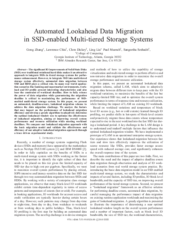 Pdf Automated Lookahead Data Migration In Ssd Enabled Multi Tiered