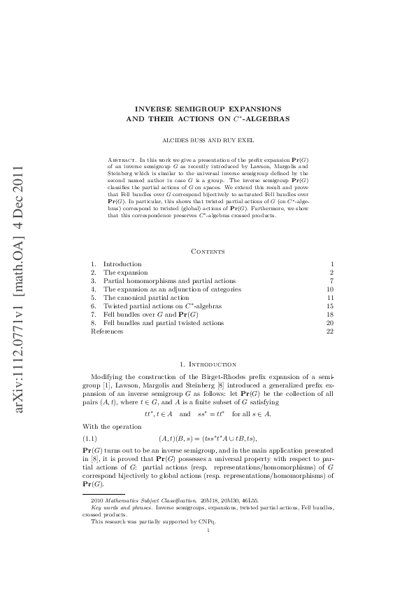 (PDF) Inverse semigroup expansions and their actions on C*-algebras