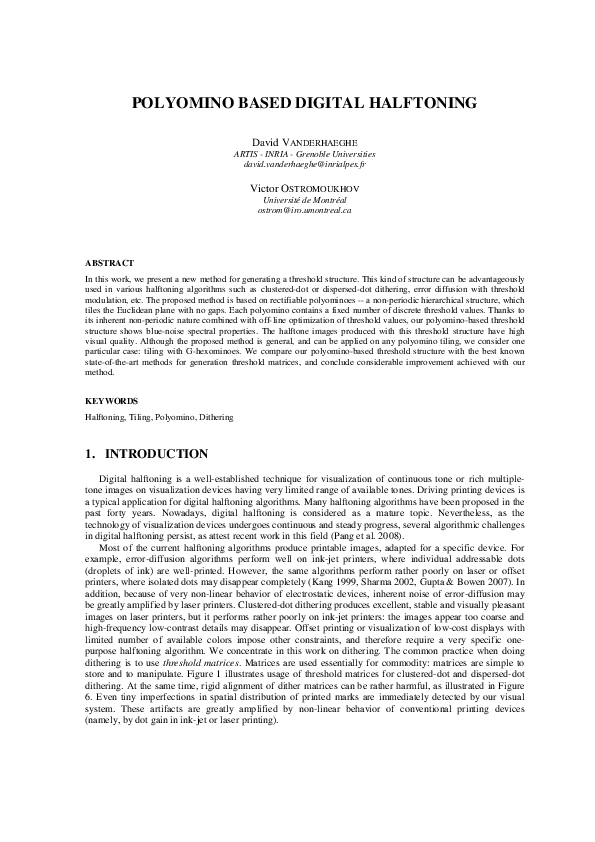 (PDF) Polyomino-Based Digital Halftoning