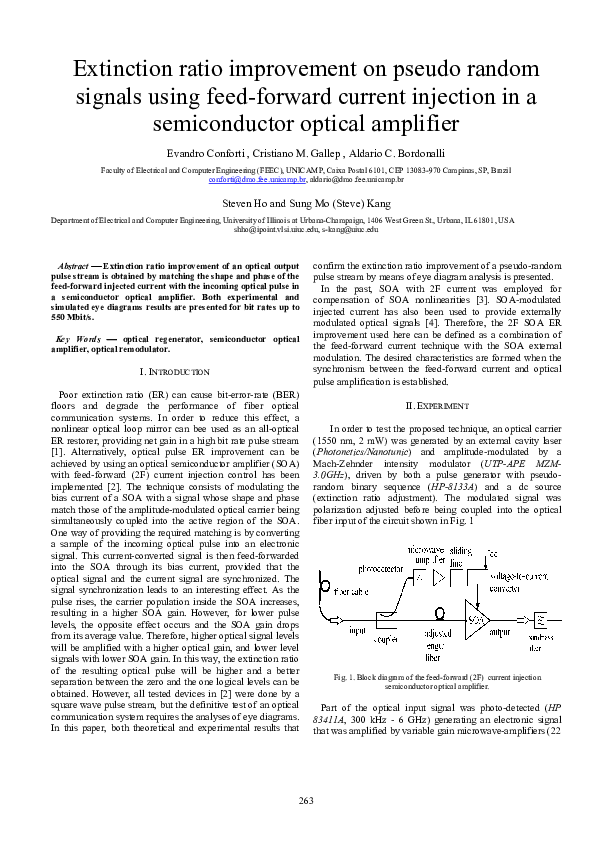 Pdf Extinction Ratio Improvement On Pseudo Random Signals Using Feed Forward Current Injection