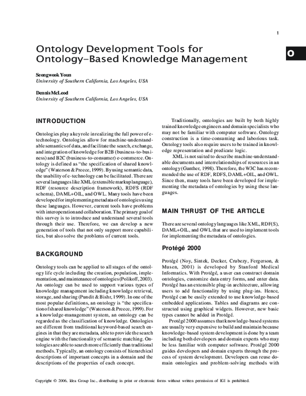 (PDF) OOntology Development Tools for Ontology-Based Knowledge Management