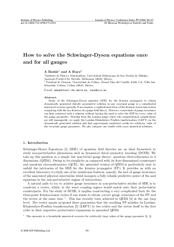 (PDF) How to solve the Schwinger-Dyson equations once and for all gauges