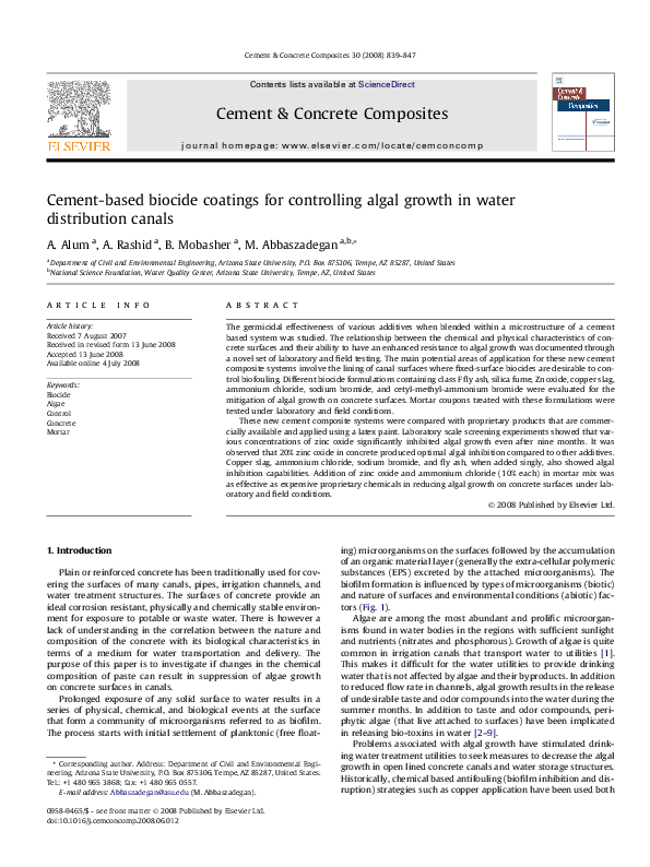 (PDF) Cement-based biocide coatings for controlling algal growth in ...