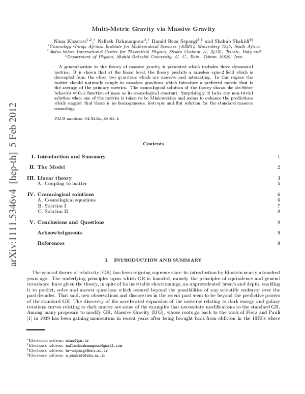 (PDF) Multi-Metric Gravity via Massive Gravity