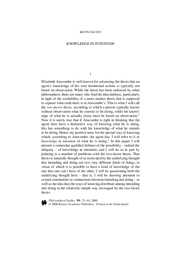 (PDF) Knowledge in Intention