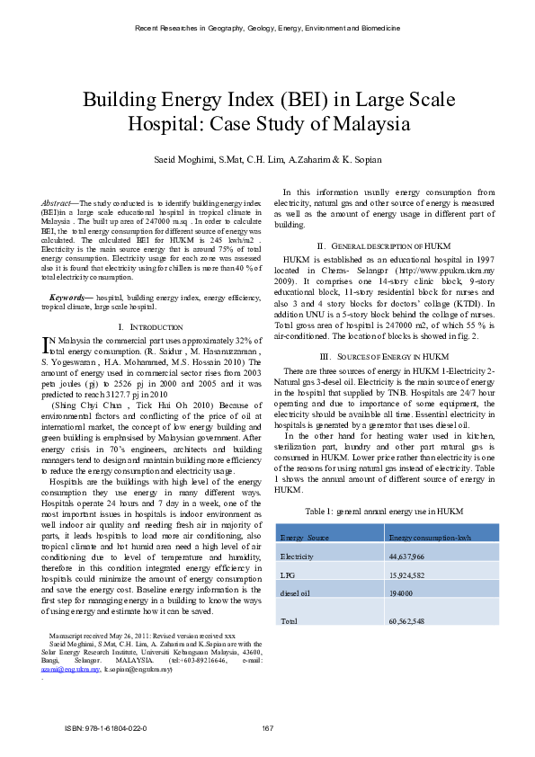 (PDF) Building energy index (BEI) in large scale hospital: case study ...