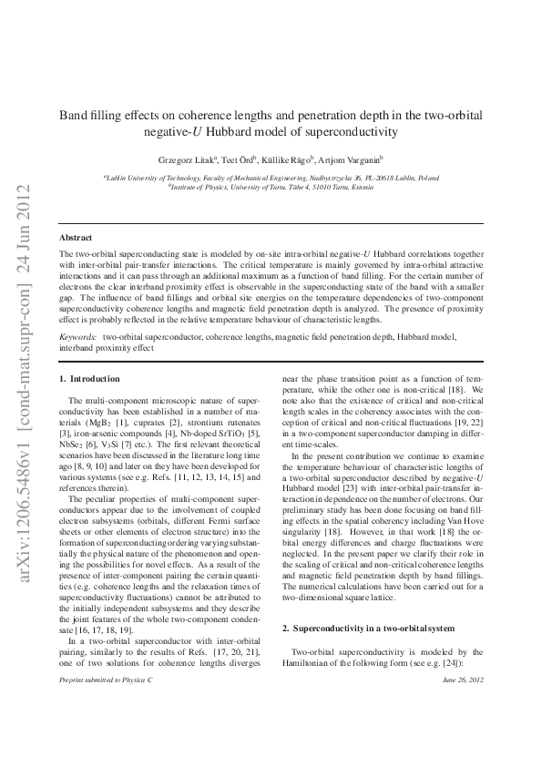 (PDF) Band filling effects on coherence lengths and penetration depth ...