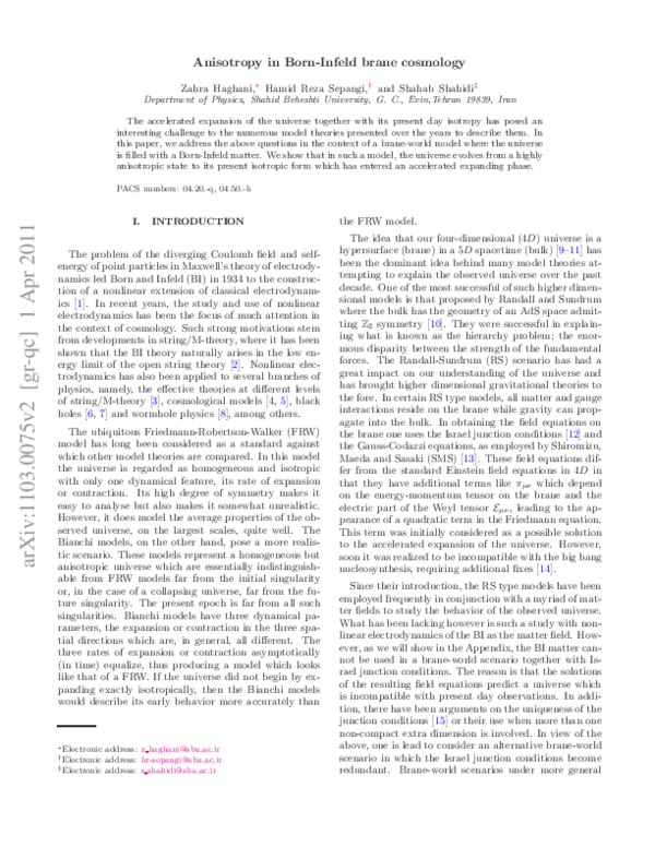 (PDF) Anisotropy in Born-Infeld brane cosmology