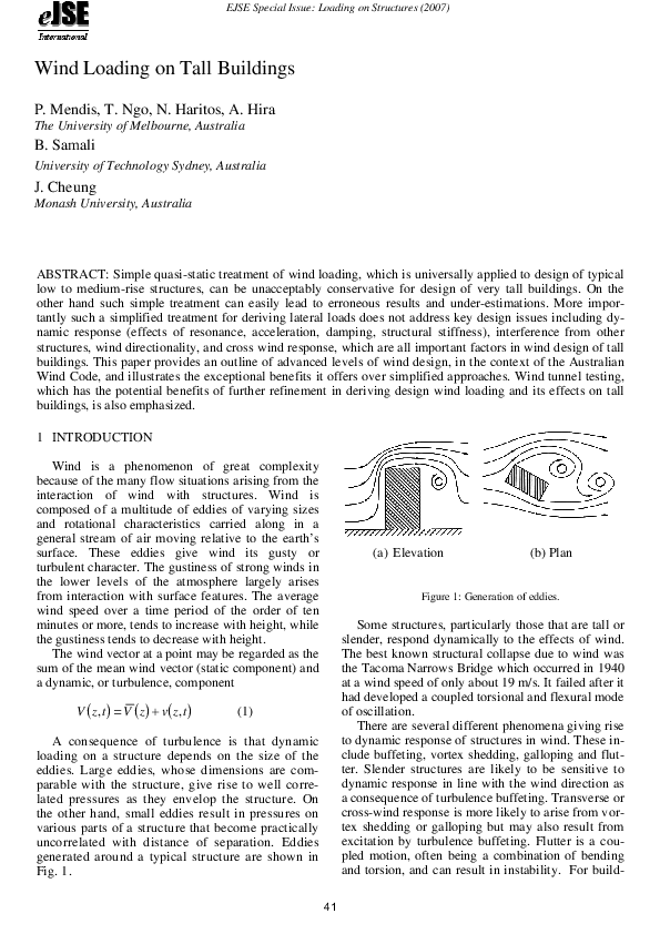 (PDF) Wind loading on tall buildings
