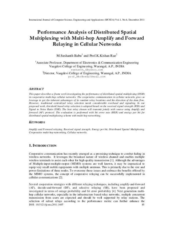 Pdf Performance Analysis Of Distributed Spatial Multiplexing With