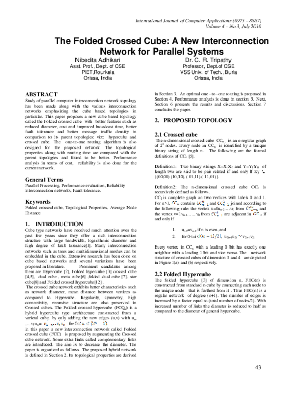 (PDF) The Folded Crossed Cube : A New Interconnection Network For Parallel Systems