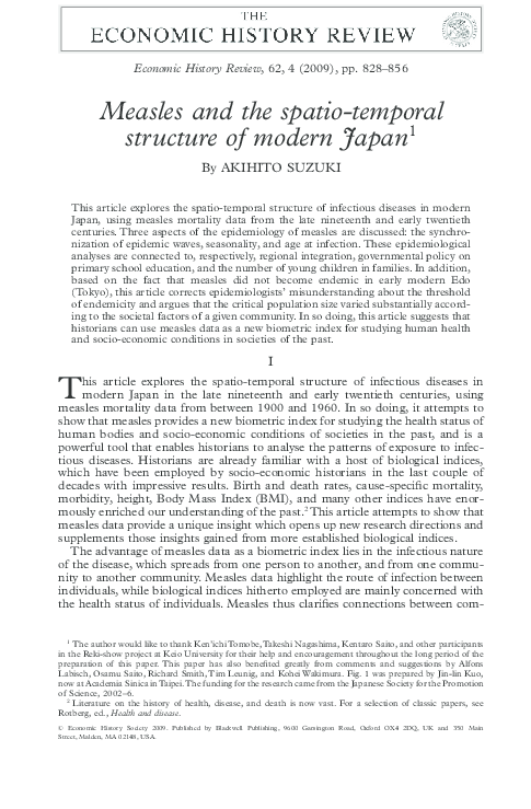 (PDF) Measles and the spatio-temporal structure of modern Japan 1