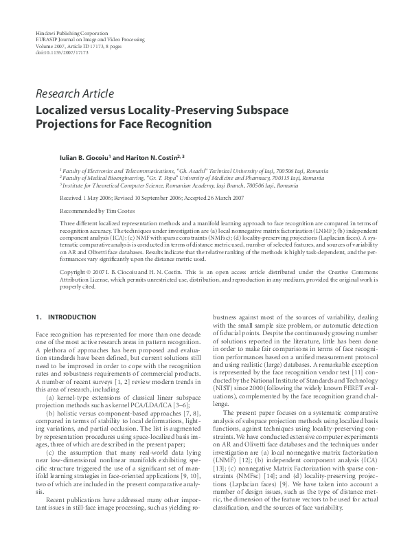 Pdf Localized Versus Locality Preserving Subspace Projections For
