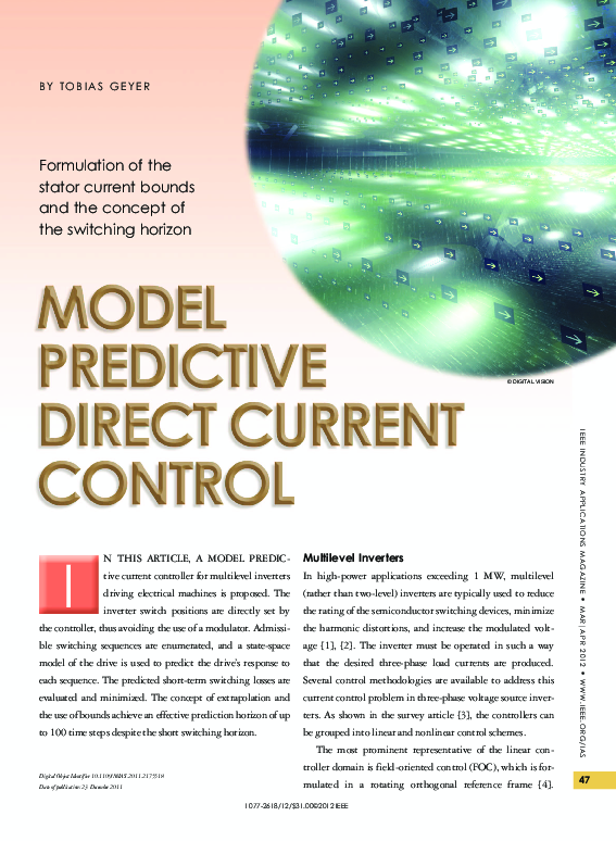 Model Predictive Direct Current Control Formulation Of The Stator