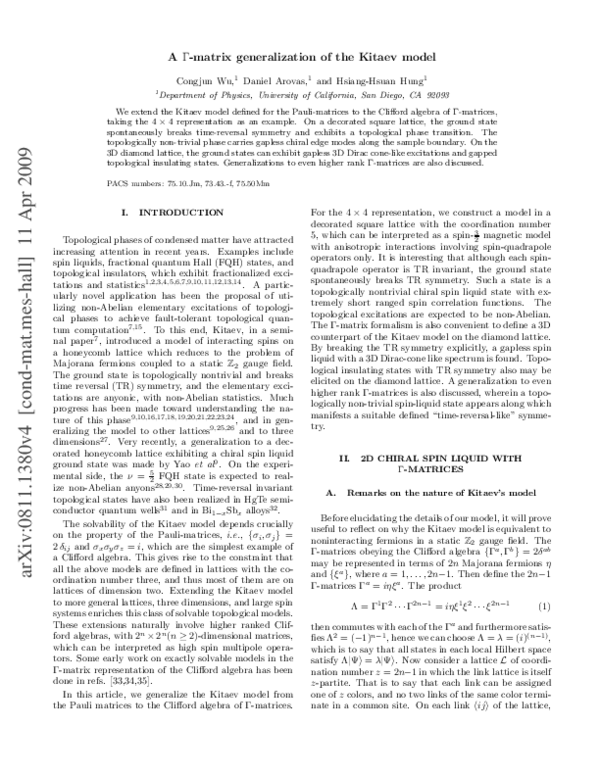 (PDF) Γ-matrix generalization of the Kitaev model