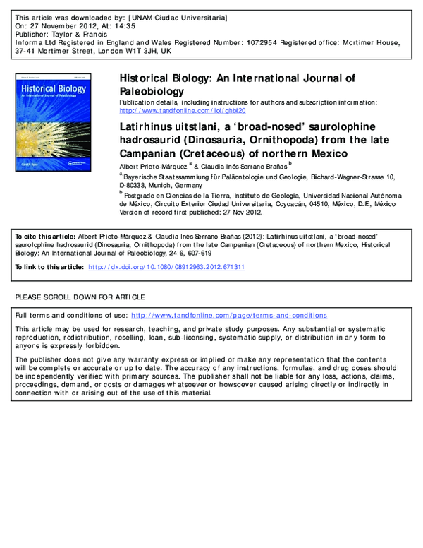 (PDF) Latirhinus uitstlani, a ‘broad-nosed’ saurolophine hadrosaurid ...