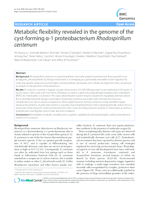 (PDF) Metabolic flexibility revealed in the genome of the cyst-forming ...