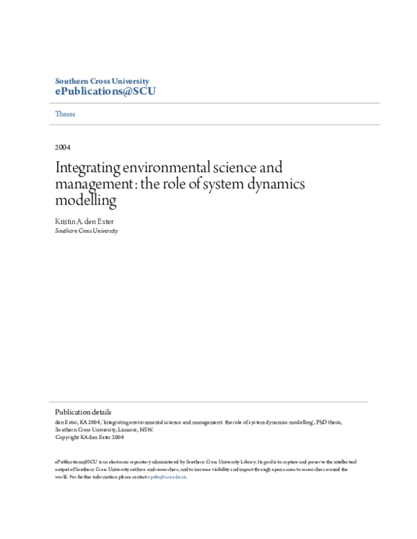(PDF) Integrating environmental science and management: the role of ...