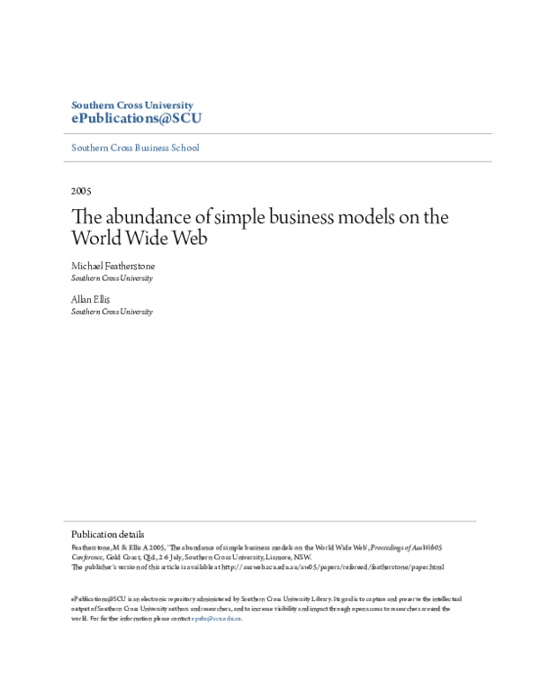 (PDF) The abundance of simple business models on the World Wide Web