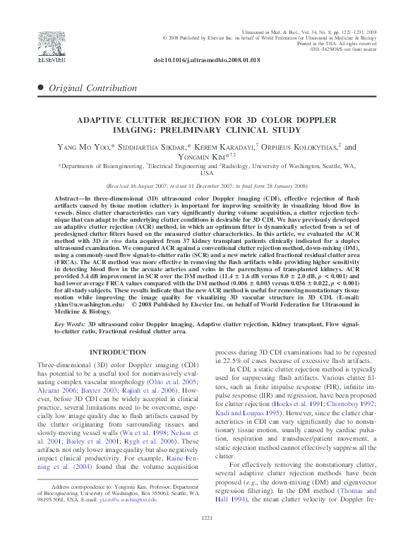 (PDF) Adaptive clutter rejection for 3D color Doppler imaging ...