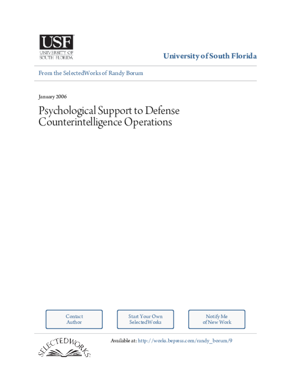 (PDF) Psychological Support to Defense Counterintelligence Operations )