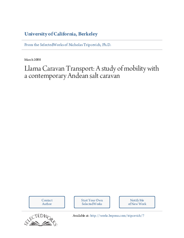 (PDF) Llama Caravan Transport: A study of mobility with a contemporary ...