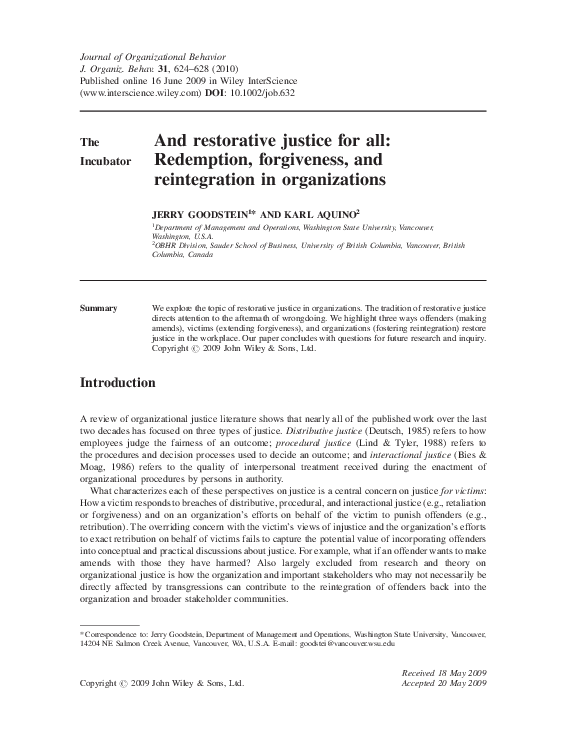 (PDF) And restorative justice for all: Redemption, forgiveness, and ...