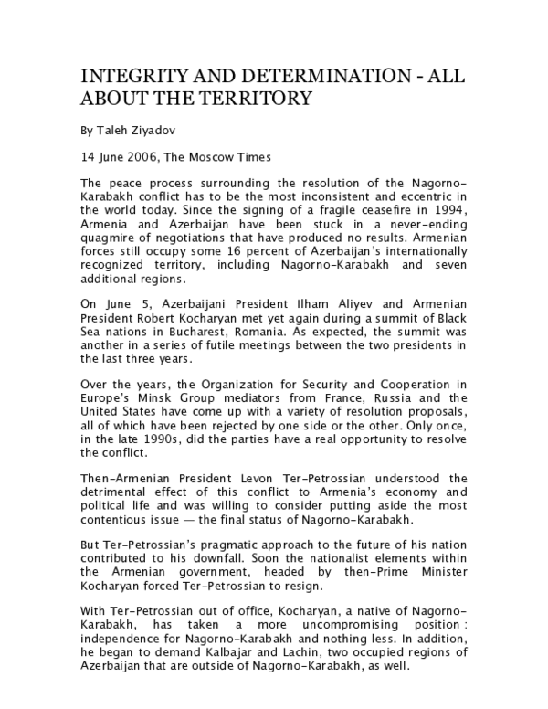 (PDF) INTEGRITY AND DETERMINATION - ALL ABOUT THE TERRITORY