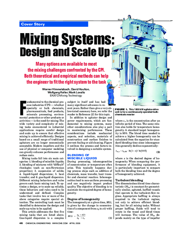(PDF) Mixing systems. Design and Scale up