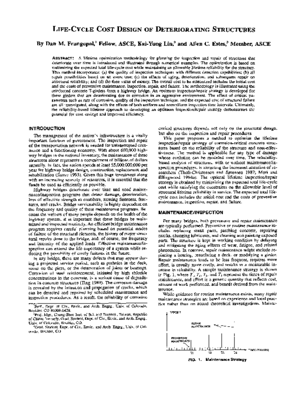 Pdf Life Cycle Cost Design Of Deteriorating Structures