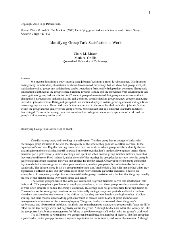 (PDF) Identifying Group Task Satisfaction at Work