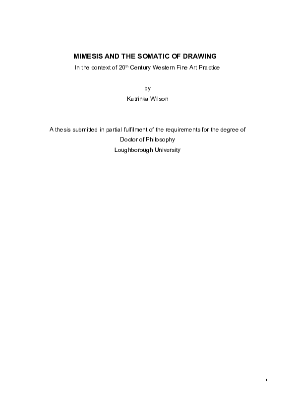 (DOC) Mimesis and the somatic of drawing: in the context of 20th ...