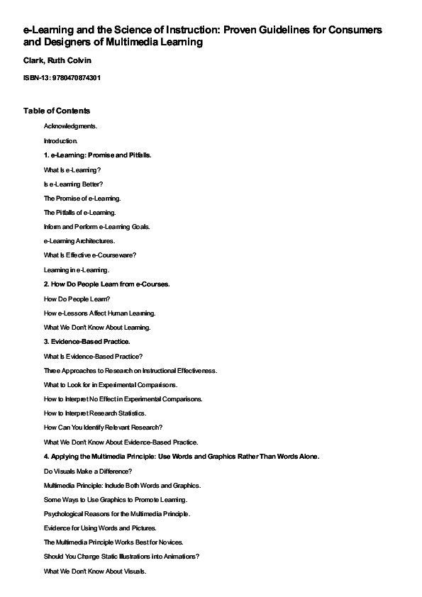 (PDF) E-learning and the science of instruction: Proven guidelines for ...
