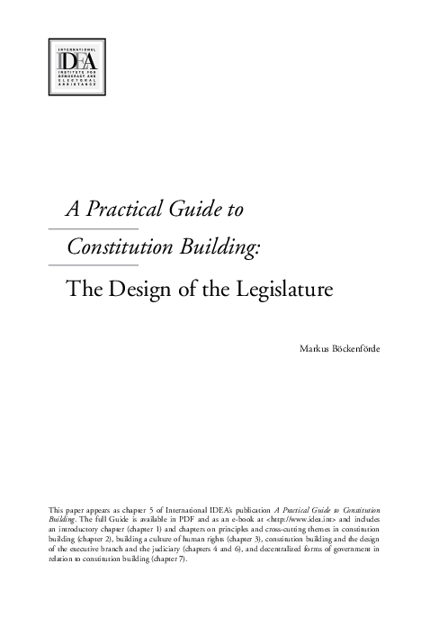 (PDF) A Practical Guide to Constitution Building: The Design of the ...