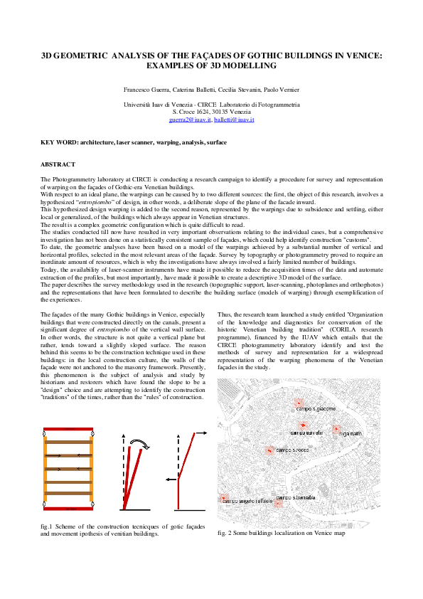 (PDF) 3D GEOMETRIC ANALYSIS OF THE FAÇADES OF GOTHIC BUILDINGS IN ...