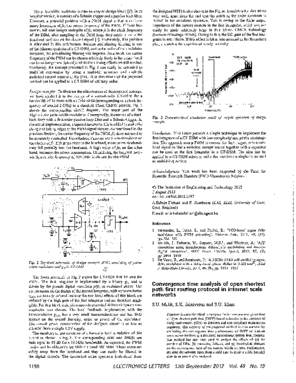 Pdf Convergence Time Analysis Of Open Shortest Path First Routing Protocol In Internet Scale